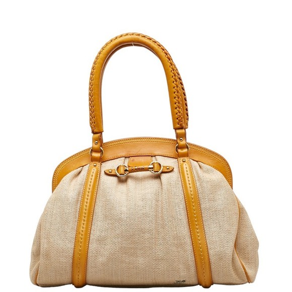 Dior | Bags | Christian Dior Dior Handbag Beige Brown Canvas Leather ...